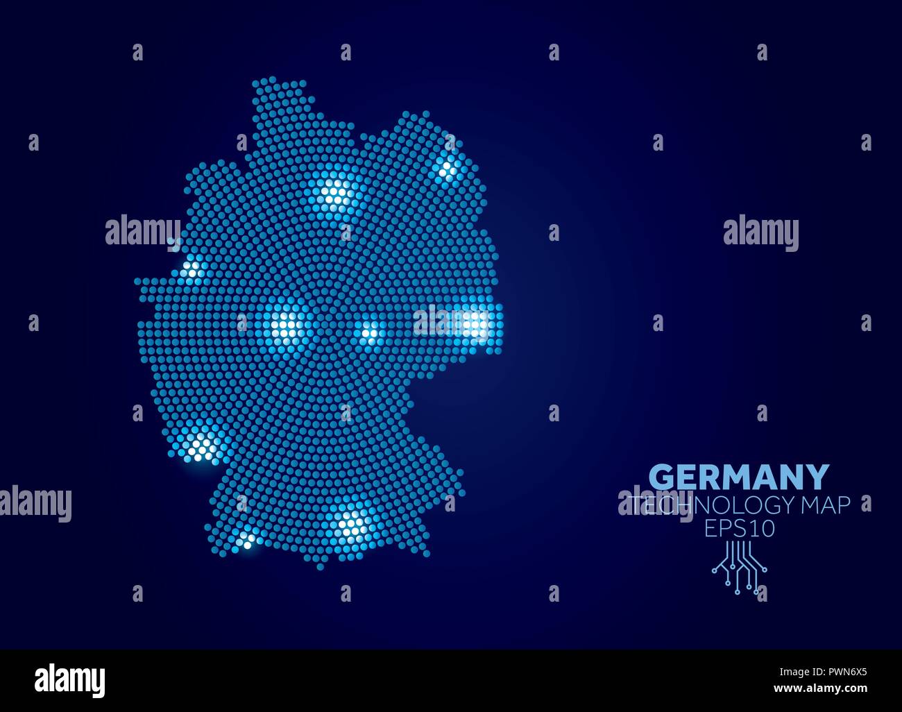 Germany dotted technology map. Modern data communication concept Stock ...