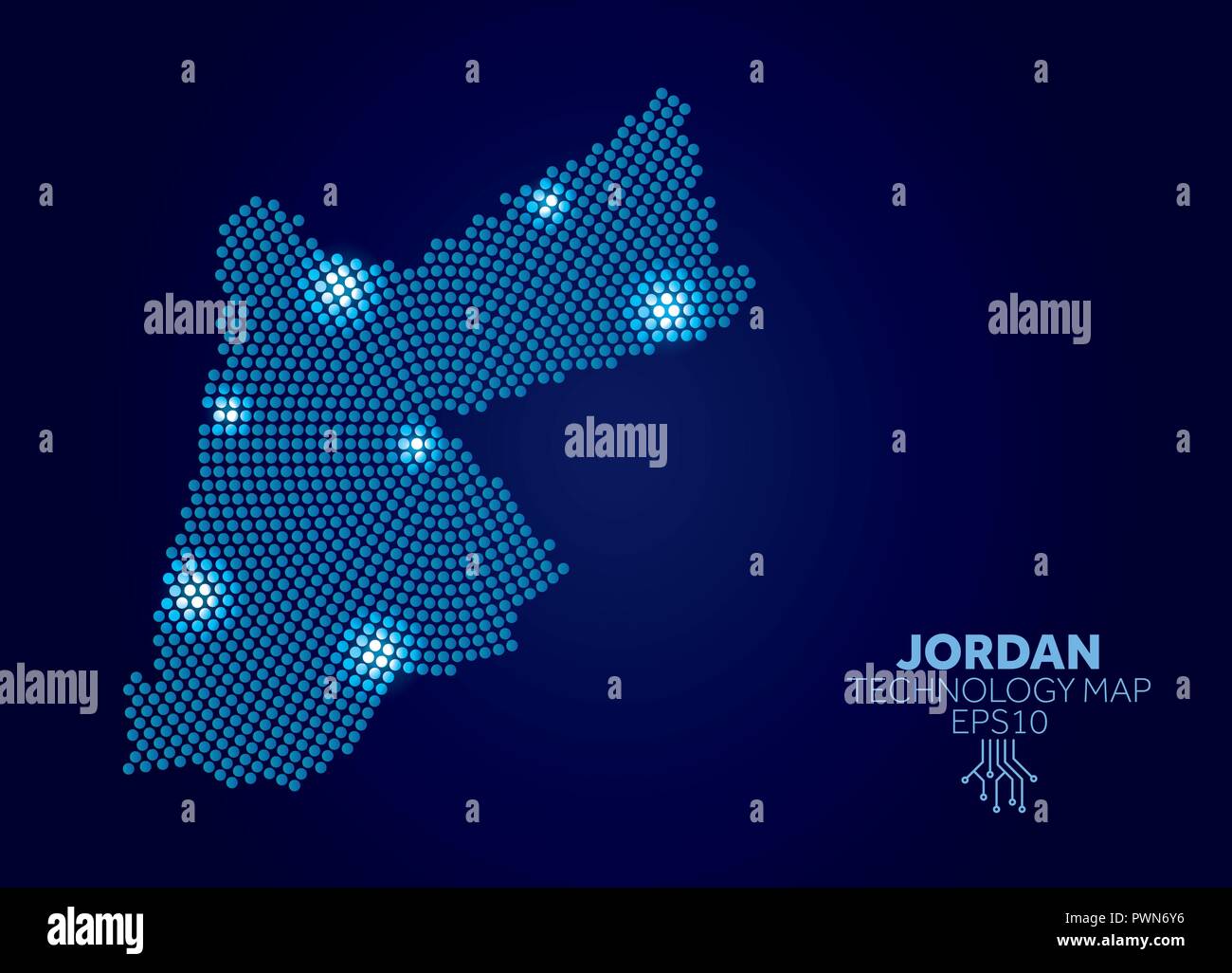 Jordan dotted technology map. Modern data communication concept Stock ...