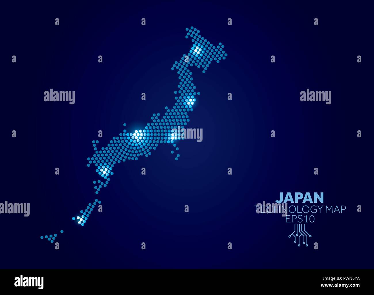 Japan dotted technology map. Modern data communication concept Stock ...