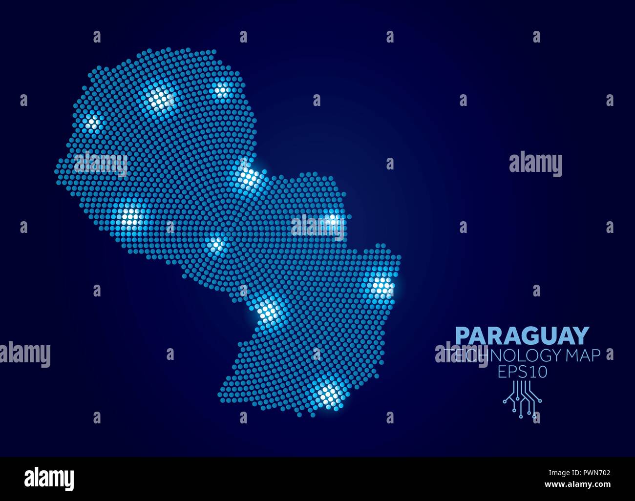 Paraguay dotted technology map. Modern data communication concept Stock ...
