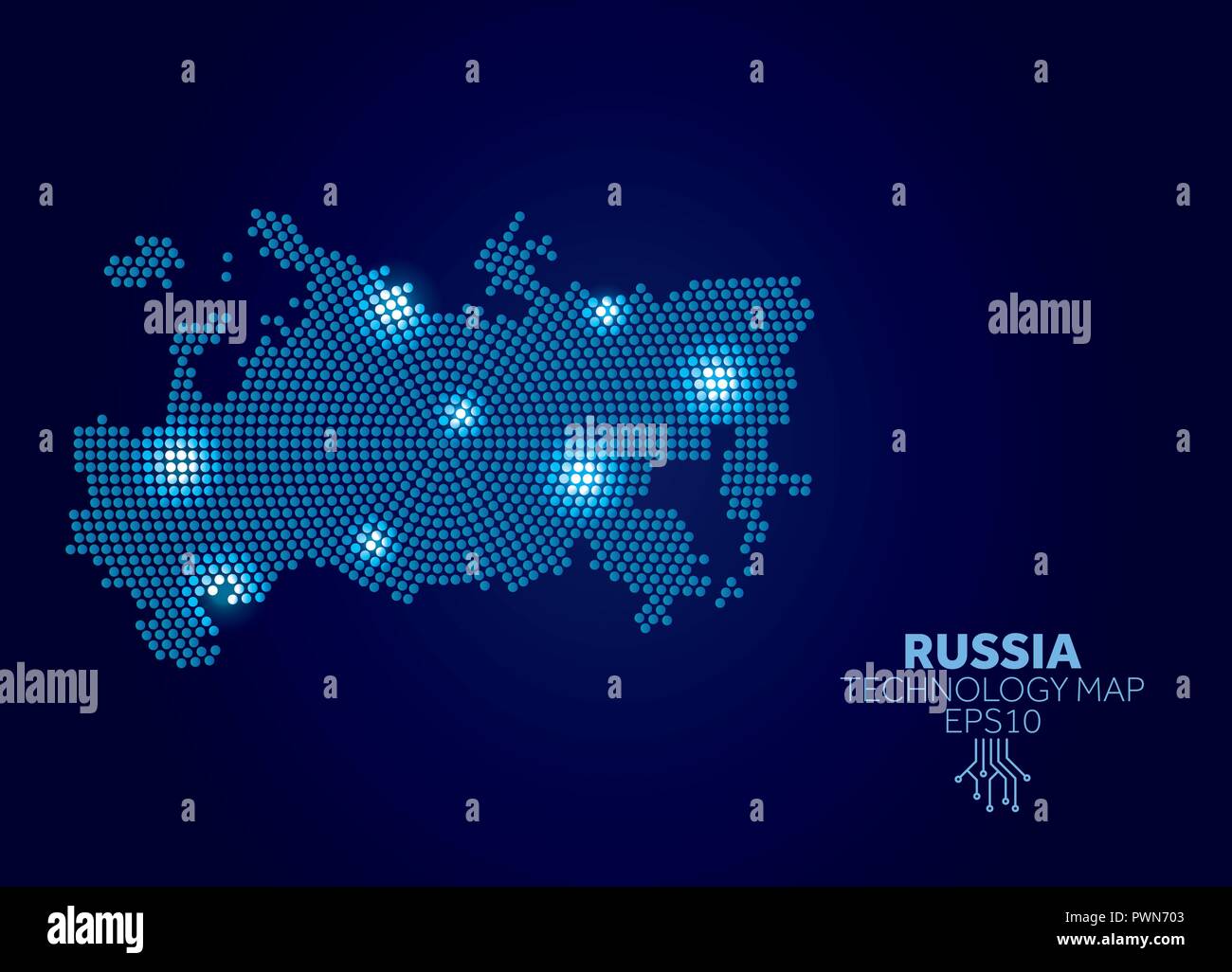 Russia dotted technology map. Modern data communication concept Stock ...