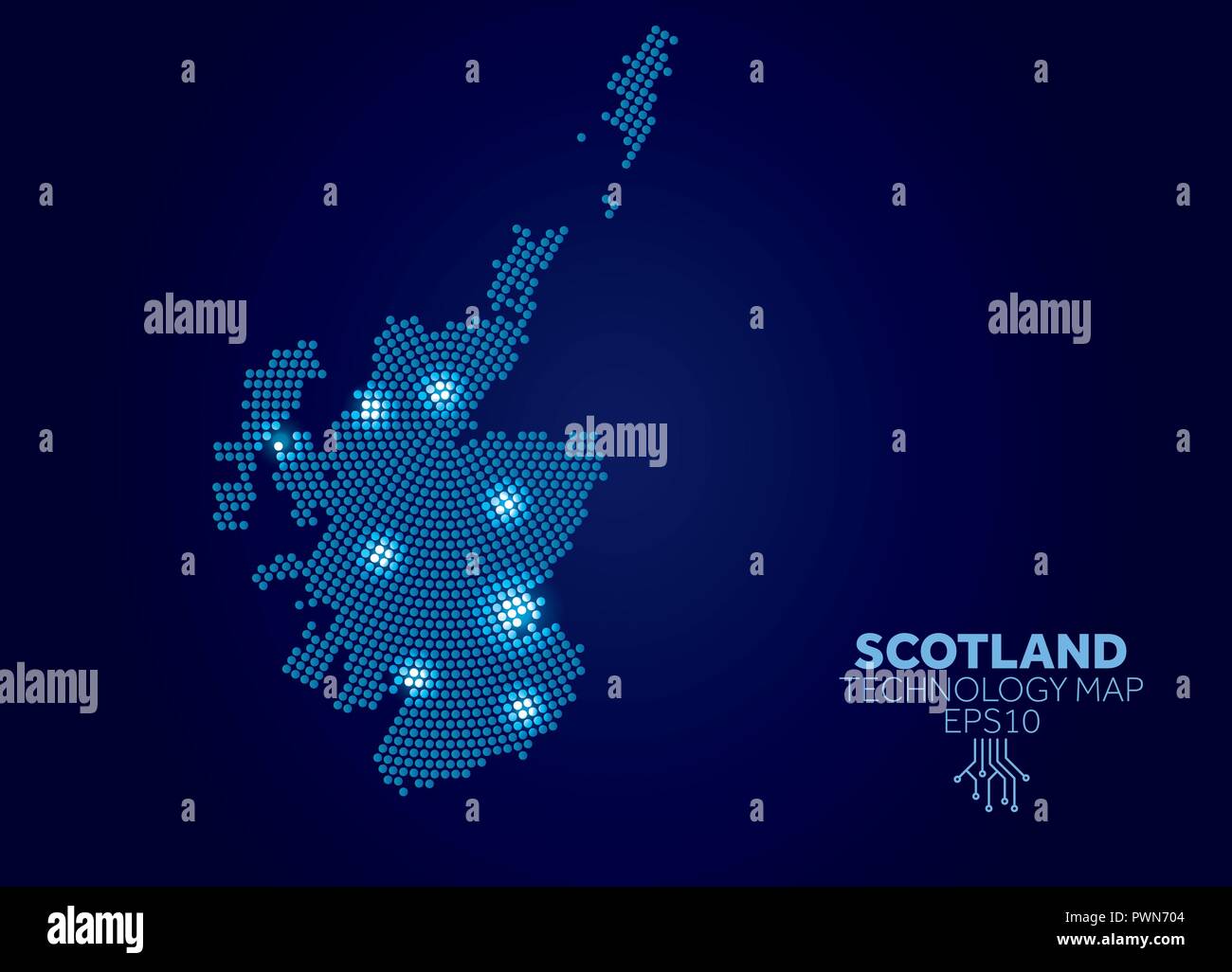 Scotland dotted technology map. Modern data communication concept Stock ...