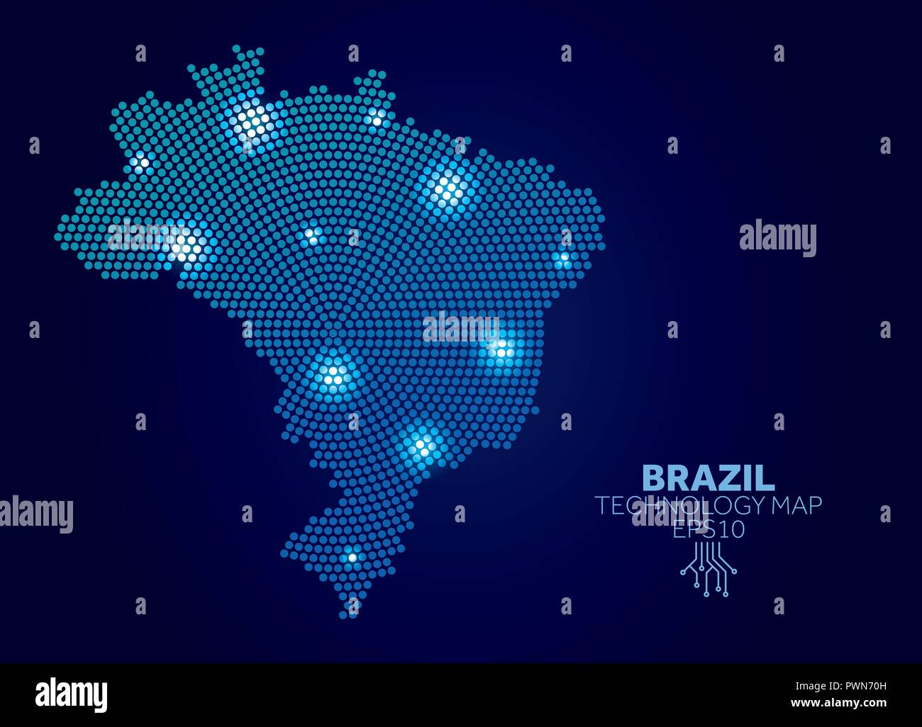 Brazil dotted technology map. Modern data communication concept Stock ...
