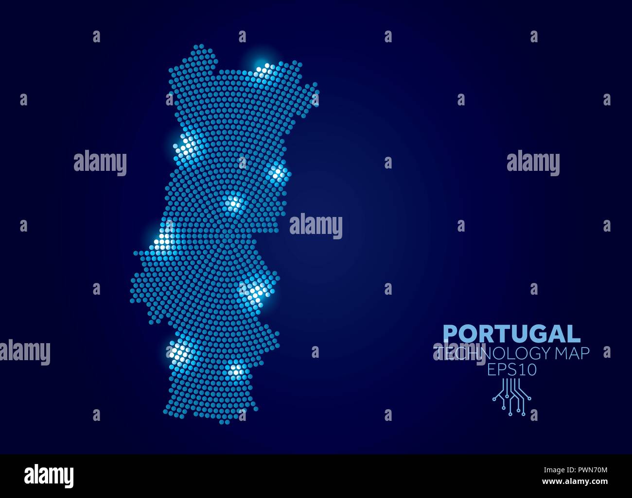 Portugal dotted technology map. Modern data communication concept Stock ...