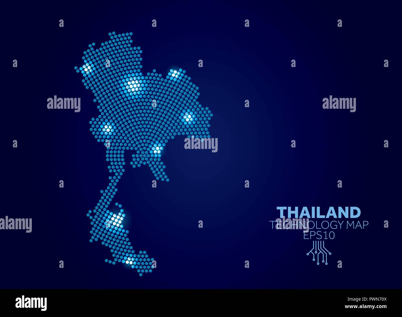 Thailand dotted technology map. Modern data communication concept Stock ...