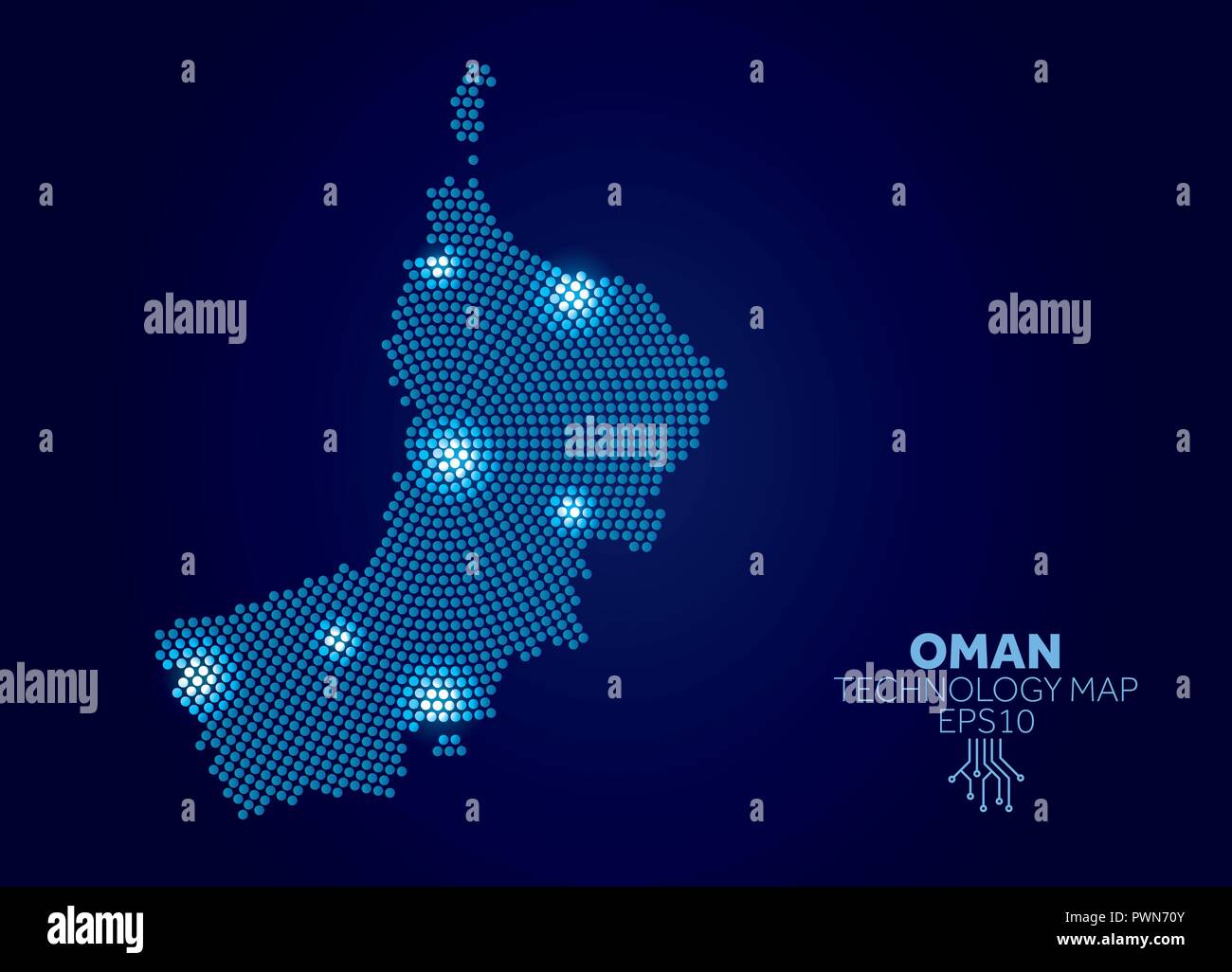 Oman dotted technology map. Modern data communication concept Stock ...