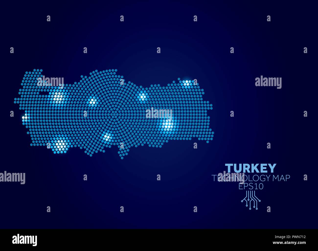 Turkey dotted technology map. Modern data communication concept Stock ...