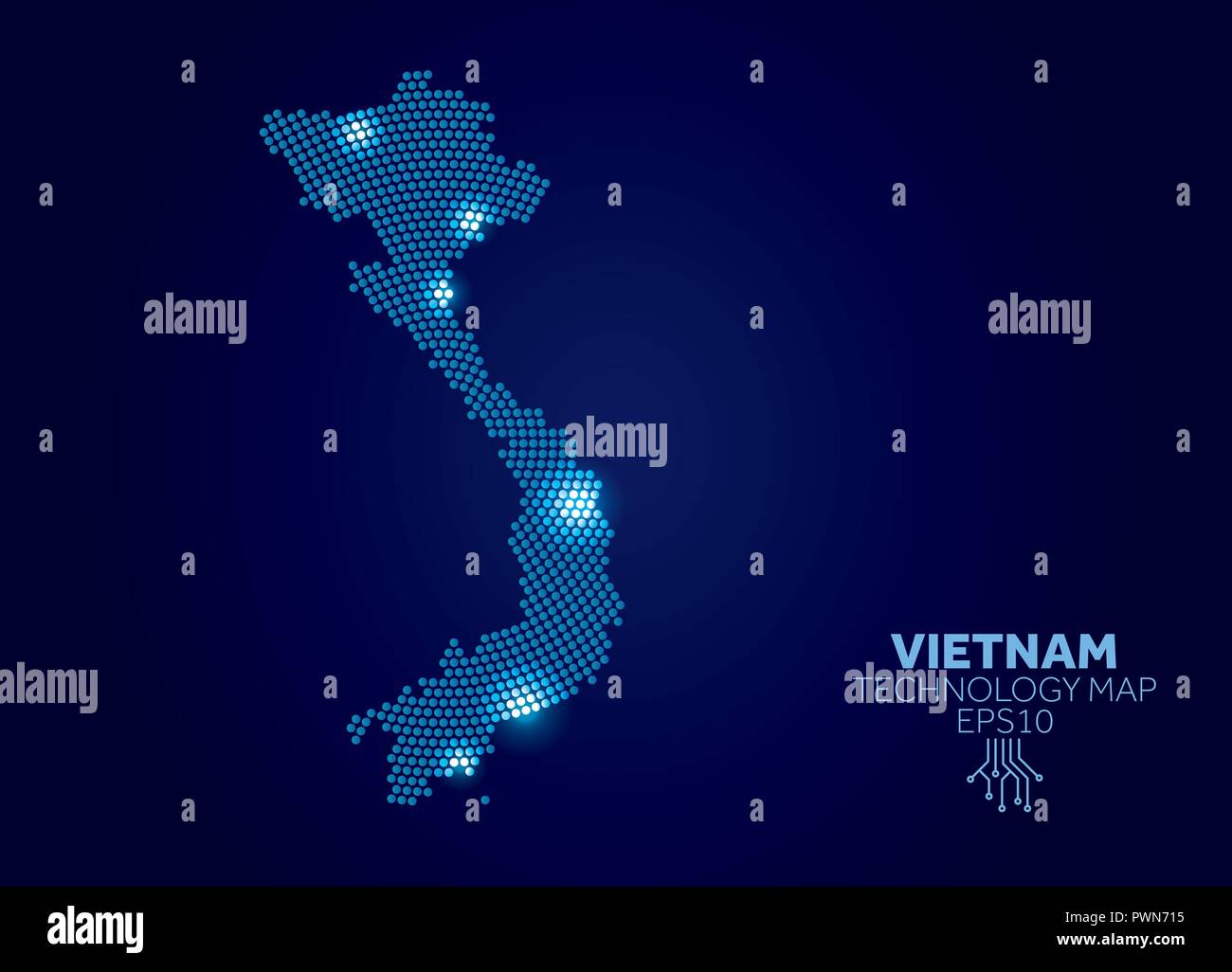 Vietnam dotted technology map. Modern data communication concept Stock ...