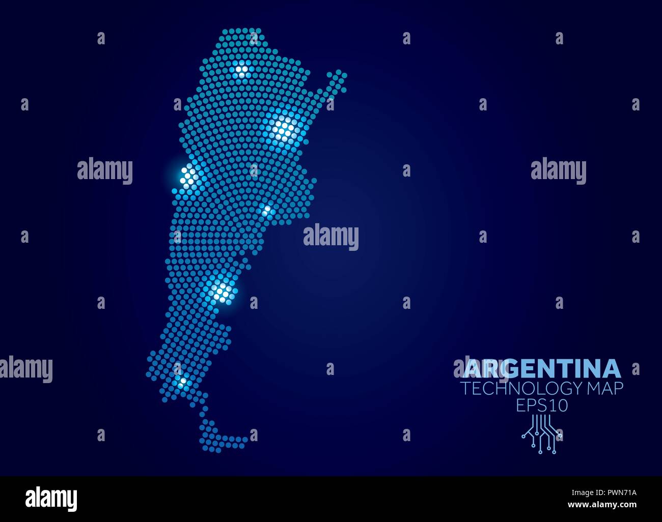 Argentina dotted technology map. Modern data communication concept ...