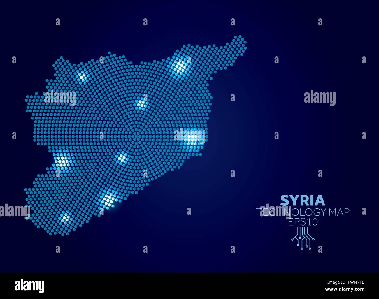 Syria dotted technology map. Modern data communication concept Stock ...