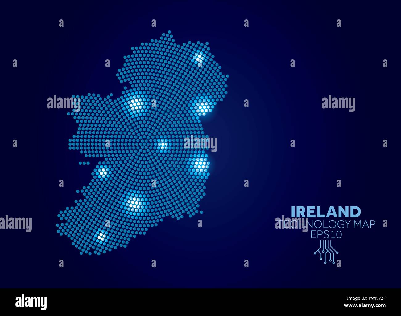 Ireland dotted technology map. Modern data communication concept Stock ...