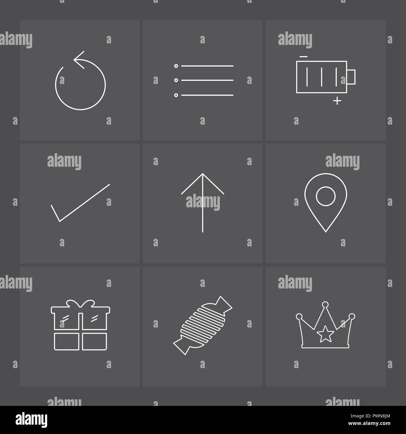 reset , menu , battery , user interface icons , arrows , navigation ...