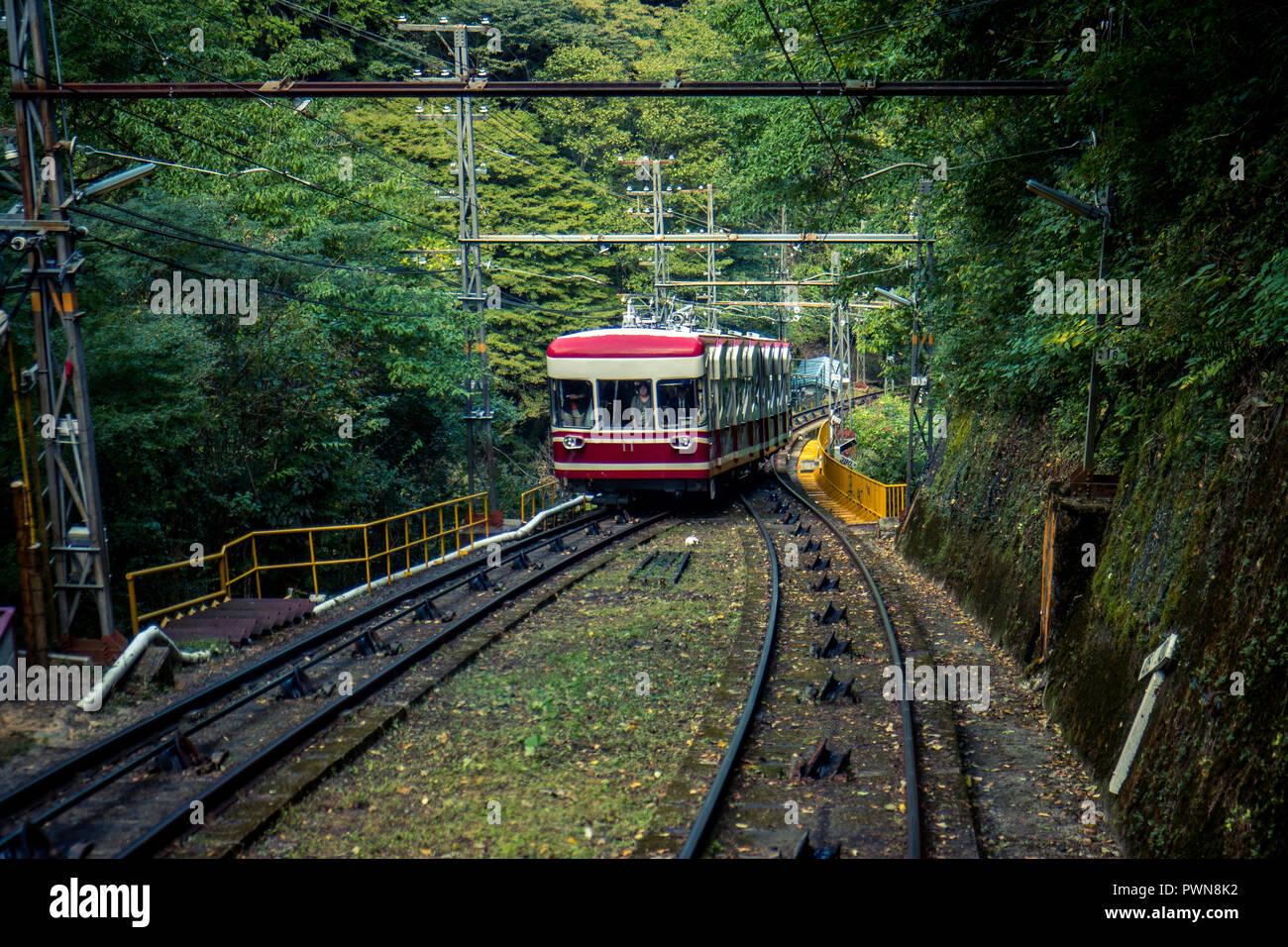 The funicular going up Koya Mountain Stock Photo - Alamy
