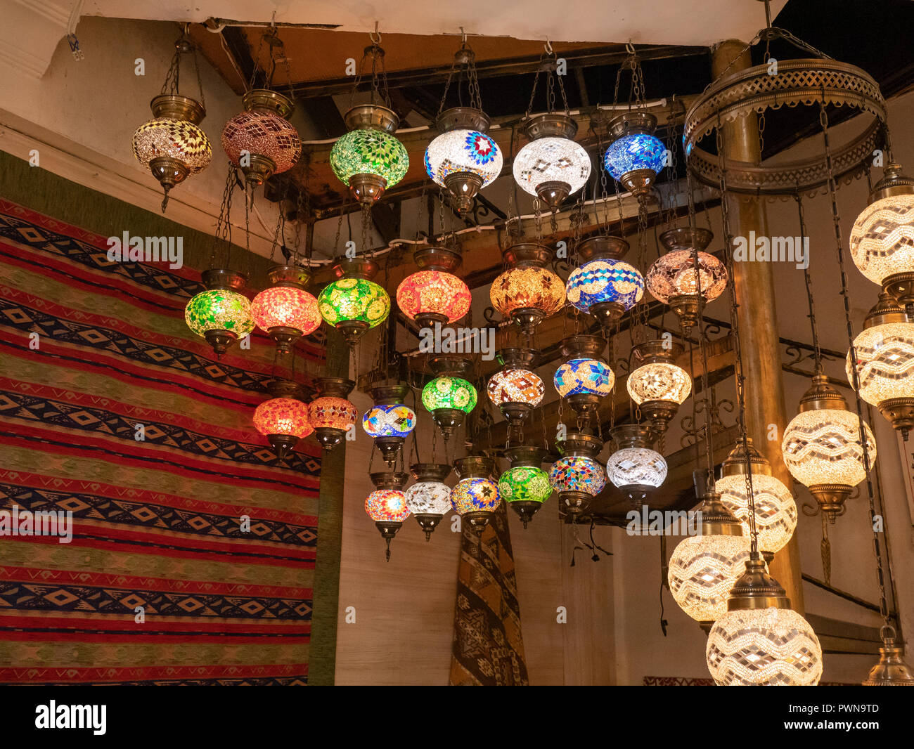 various cute authentic turkish east lanterns at Istanbul grand bazaar ...
