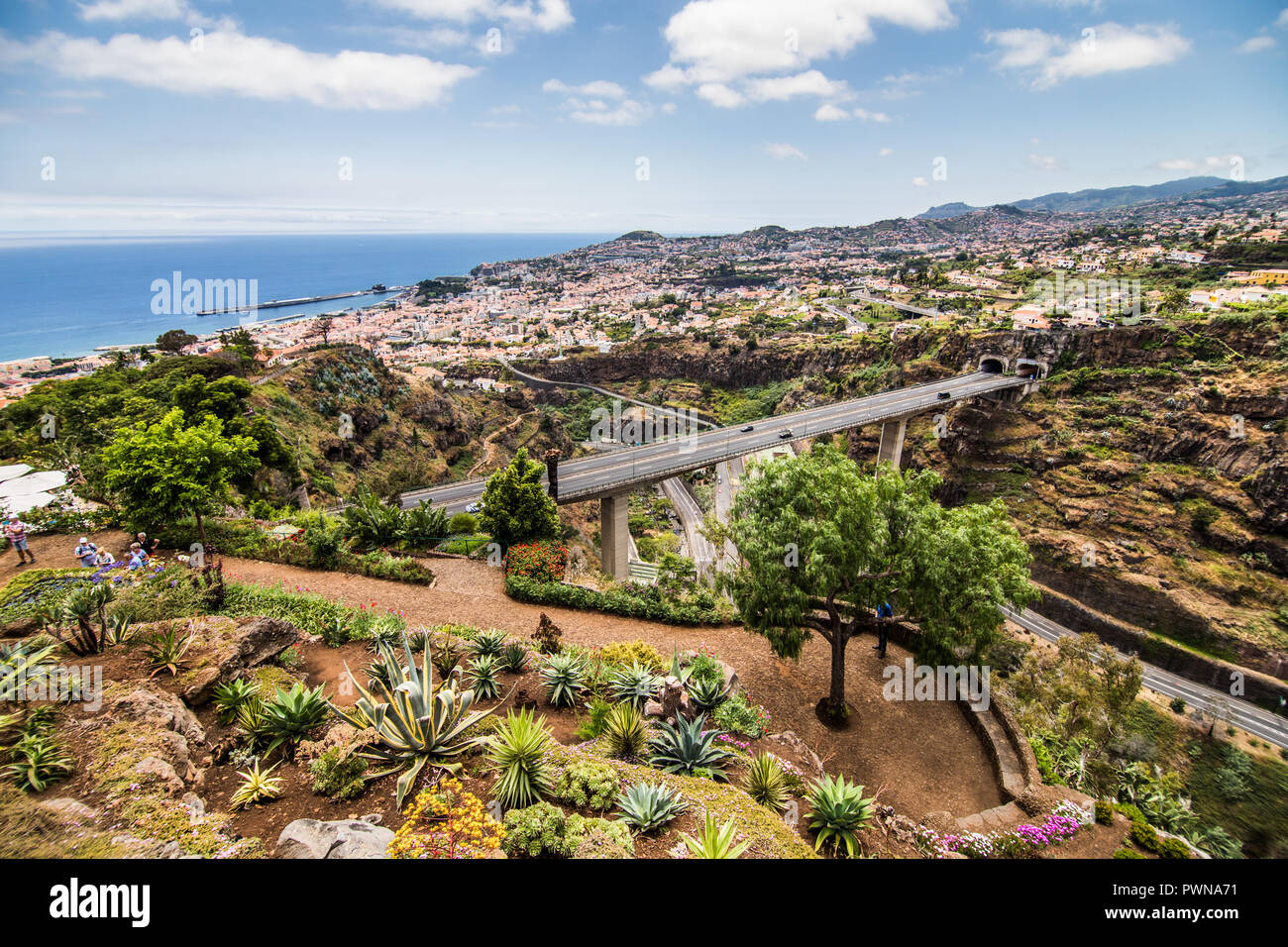Madeira island typical landscape, Funchal city panorama view from ...