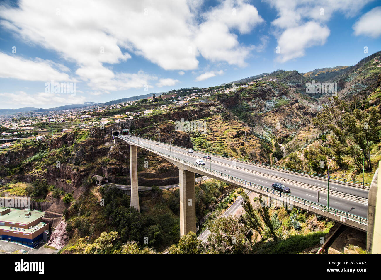 Madeira island typical landscape, Funchal city panorama view from ...