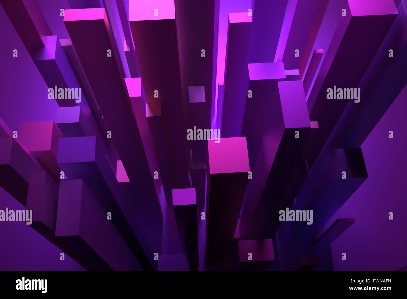 3D rendering. Colorful lighting, block or shapre, pillar. Decorative ...