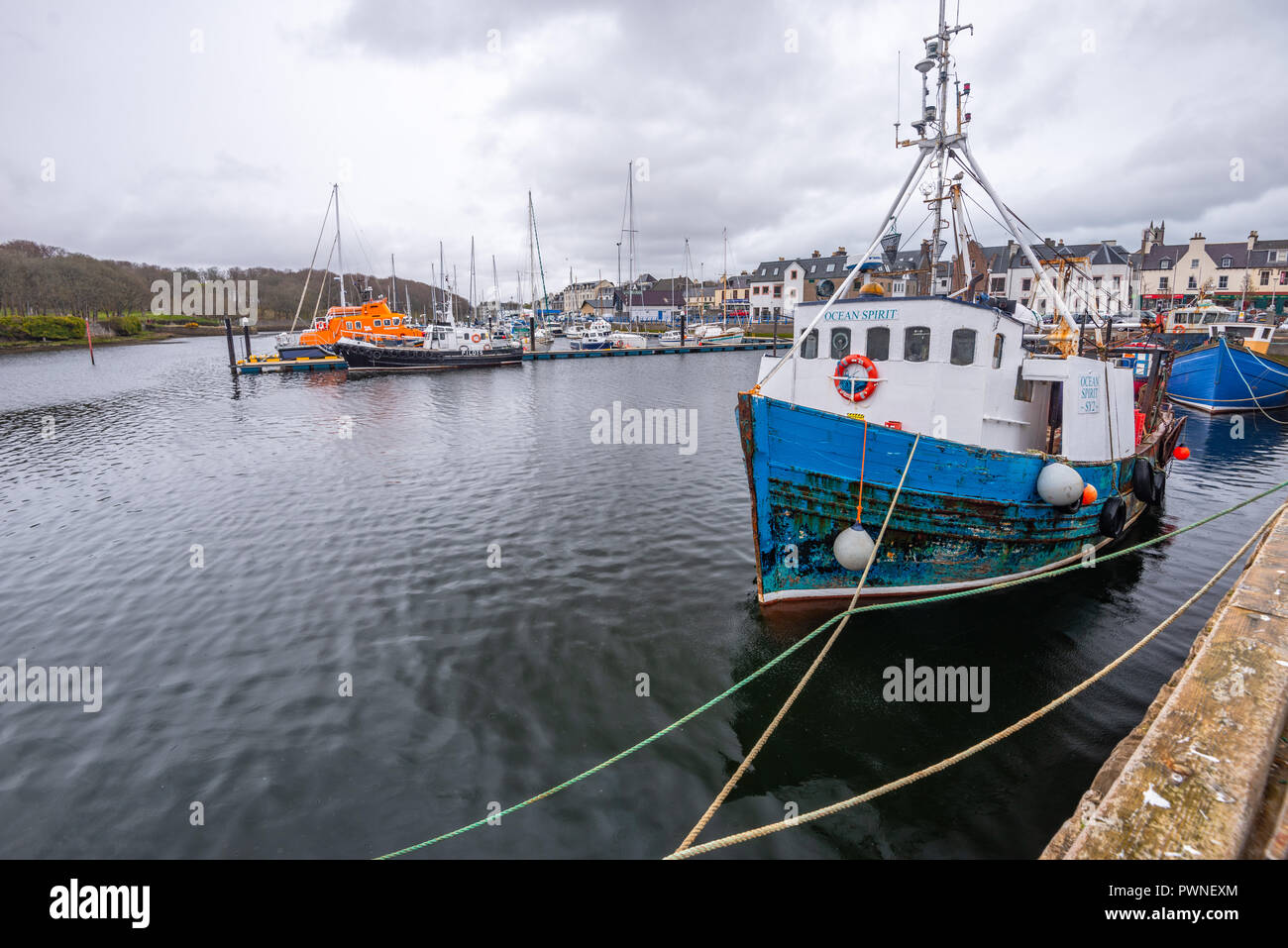Ships in the harbor of Stornoway, Isle of Lewis, Scotland, Uk Stock ...