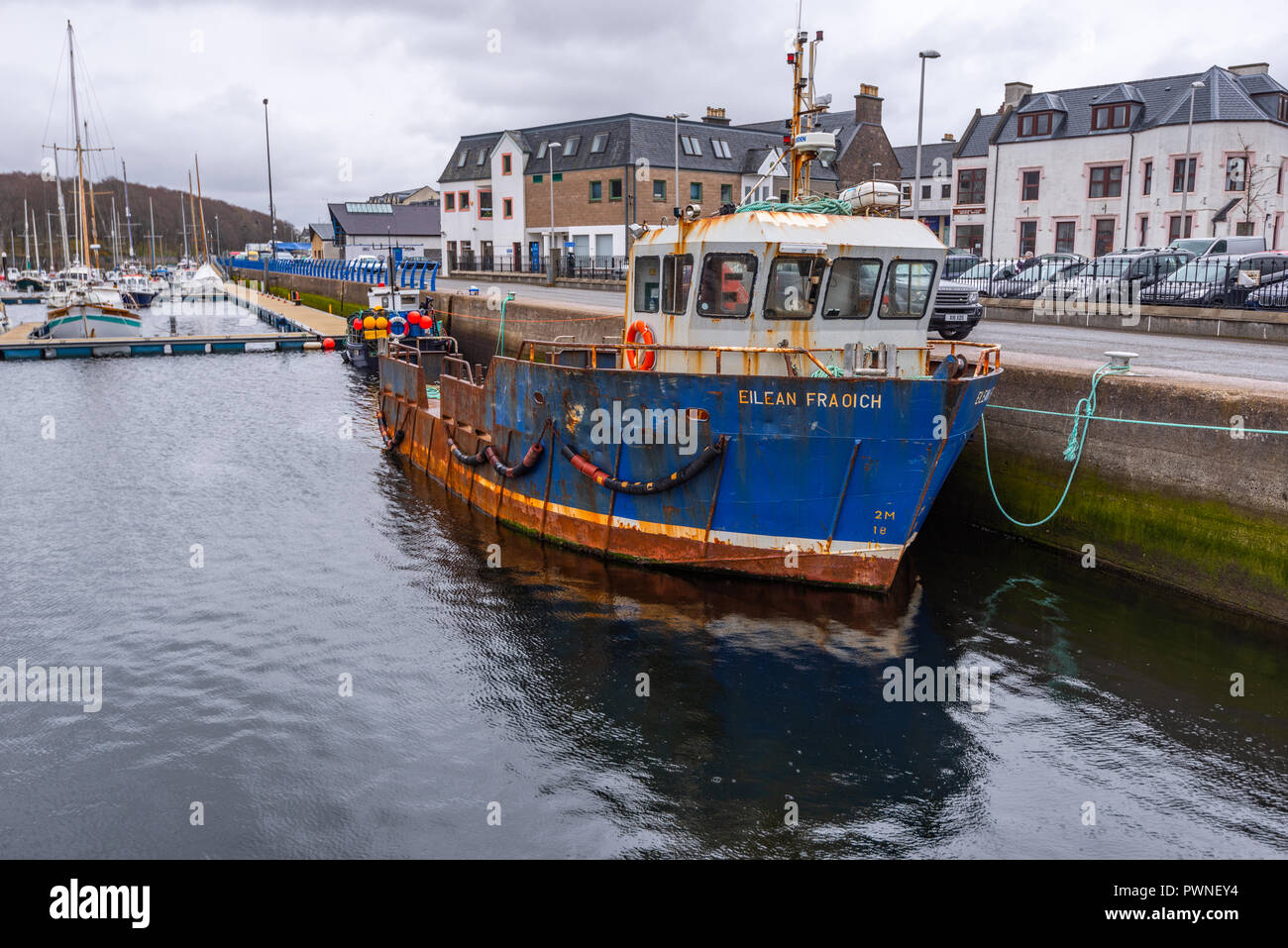 Ships in the harbor of Stornoway, Isle of Lewis, Scotland, Uk Stock ...