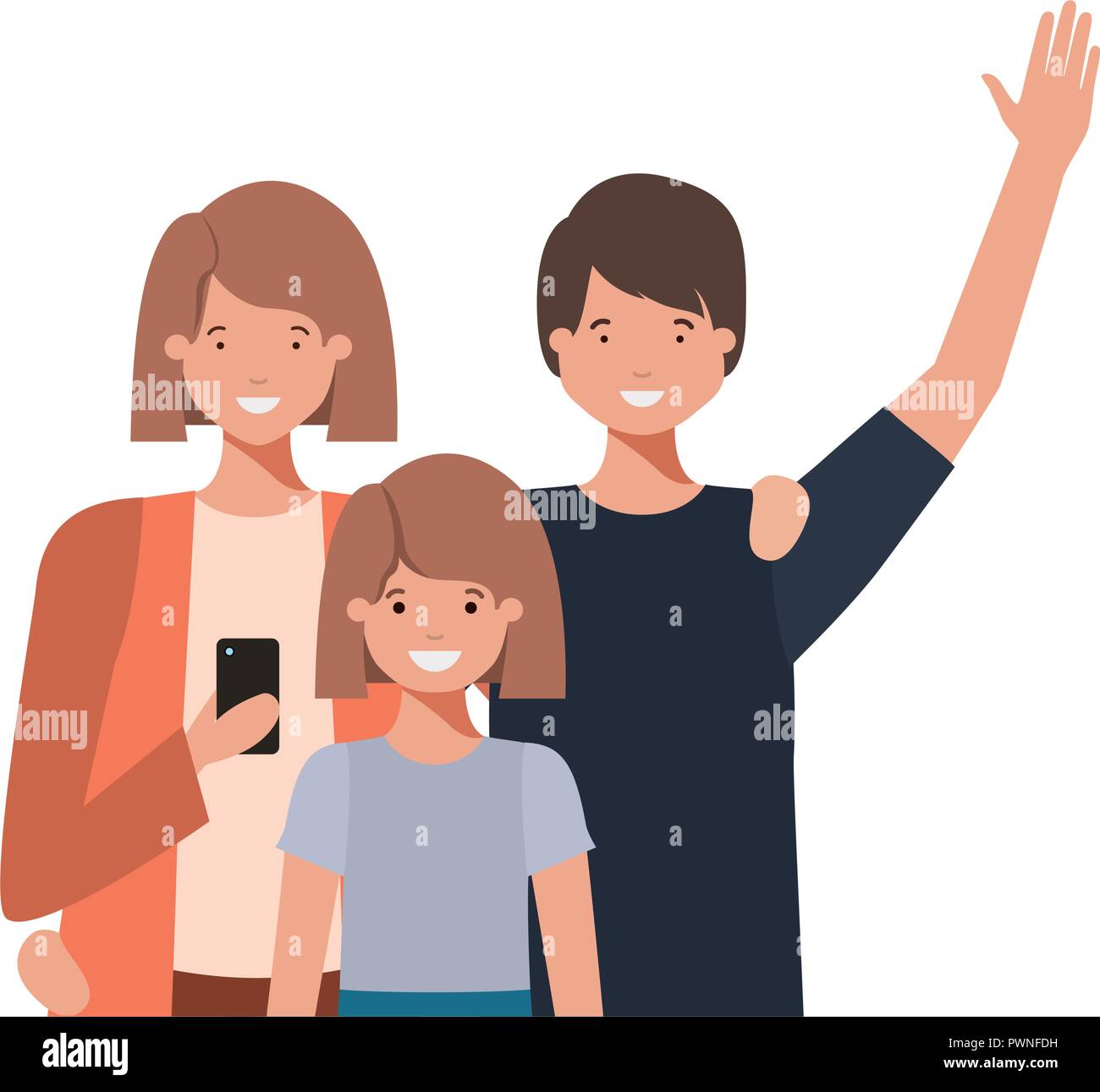 family waving avatar character Stock Vector Image & Art - Alamy