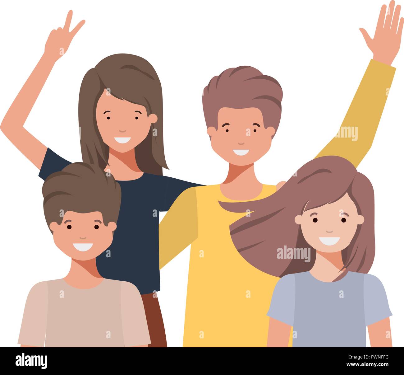 Cartoon Family Waving