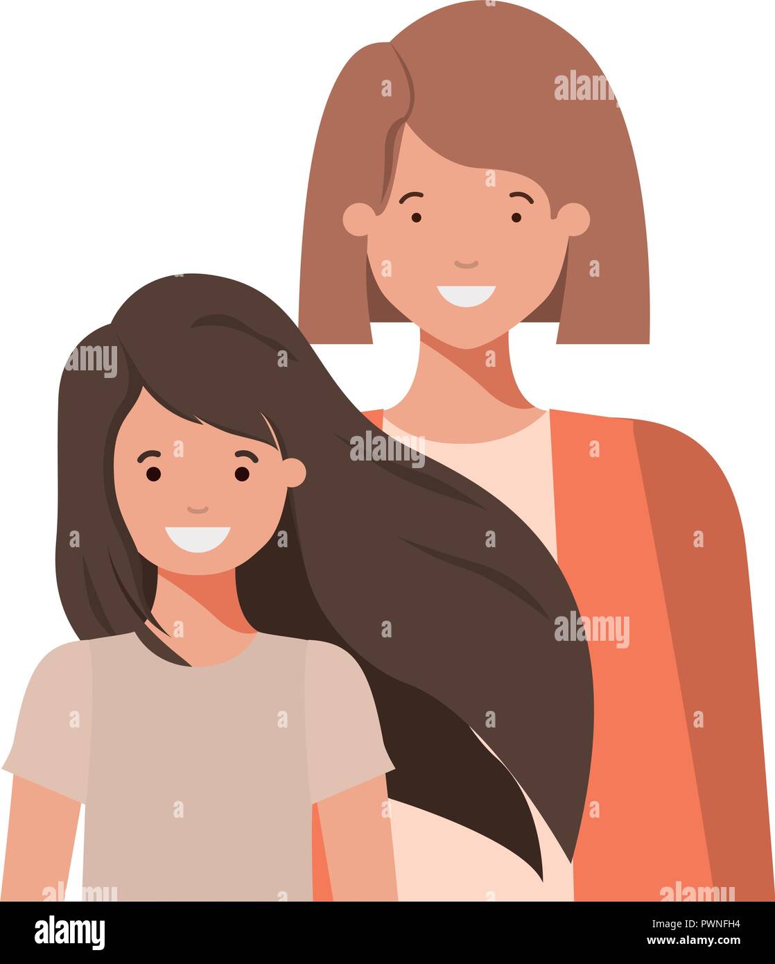 mother and daughter smiling avatar character Stock Vector Image & Art ...