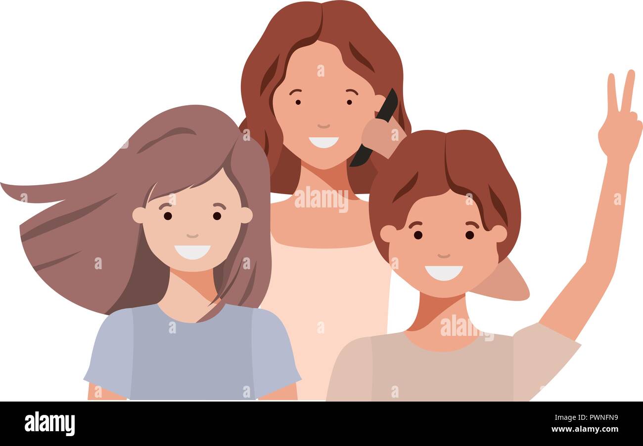 family smiling and waving avatar character Stock Vector Image & Art - Alamy