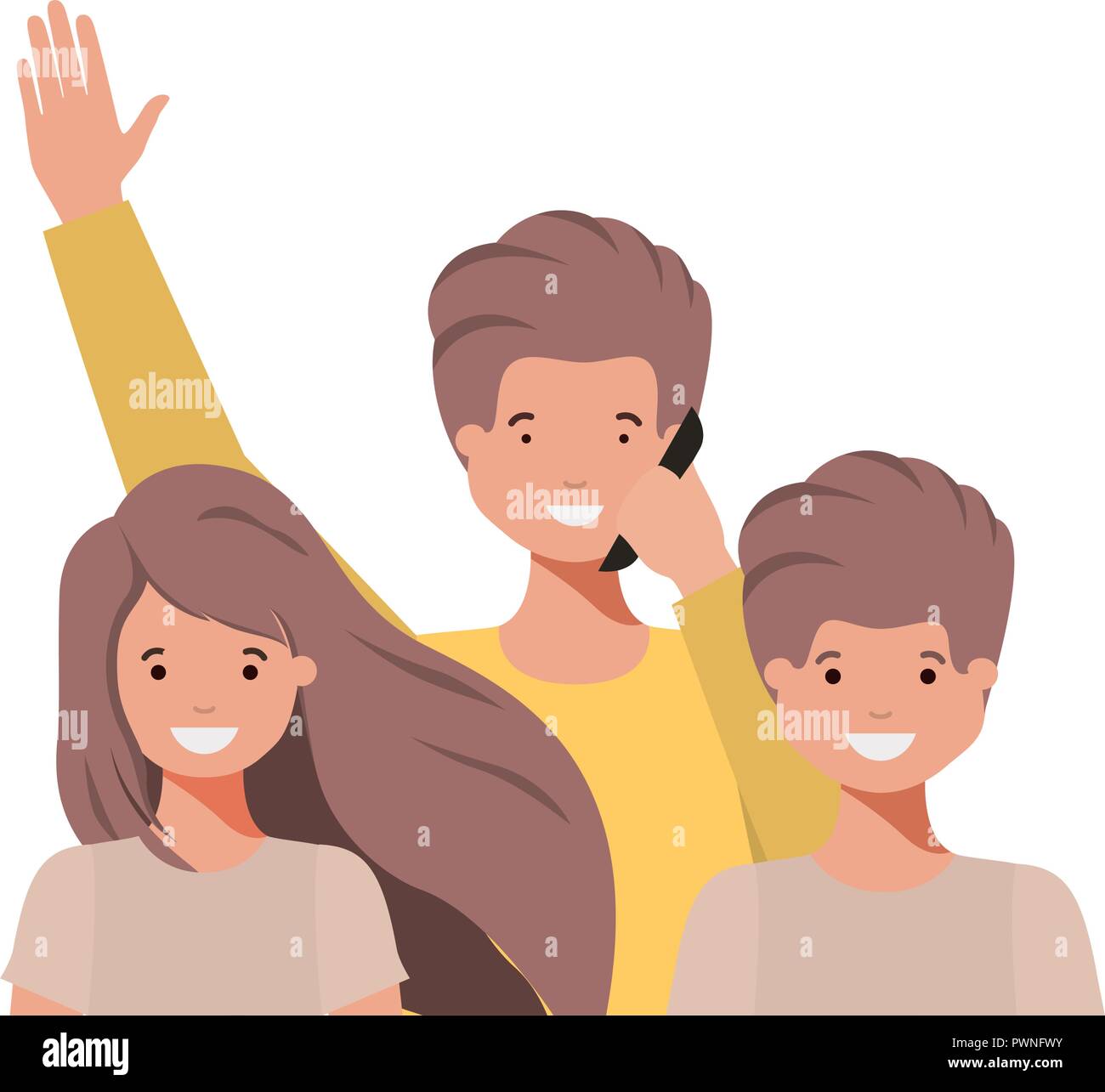 family smiling and waving avatar character Stock Vector Image & Art - Alamy