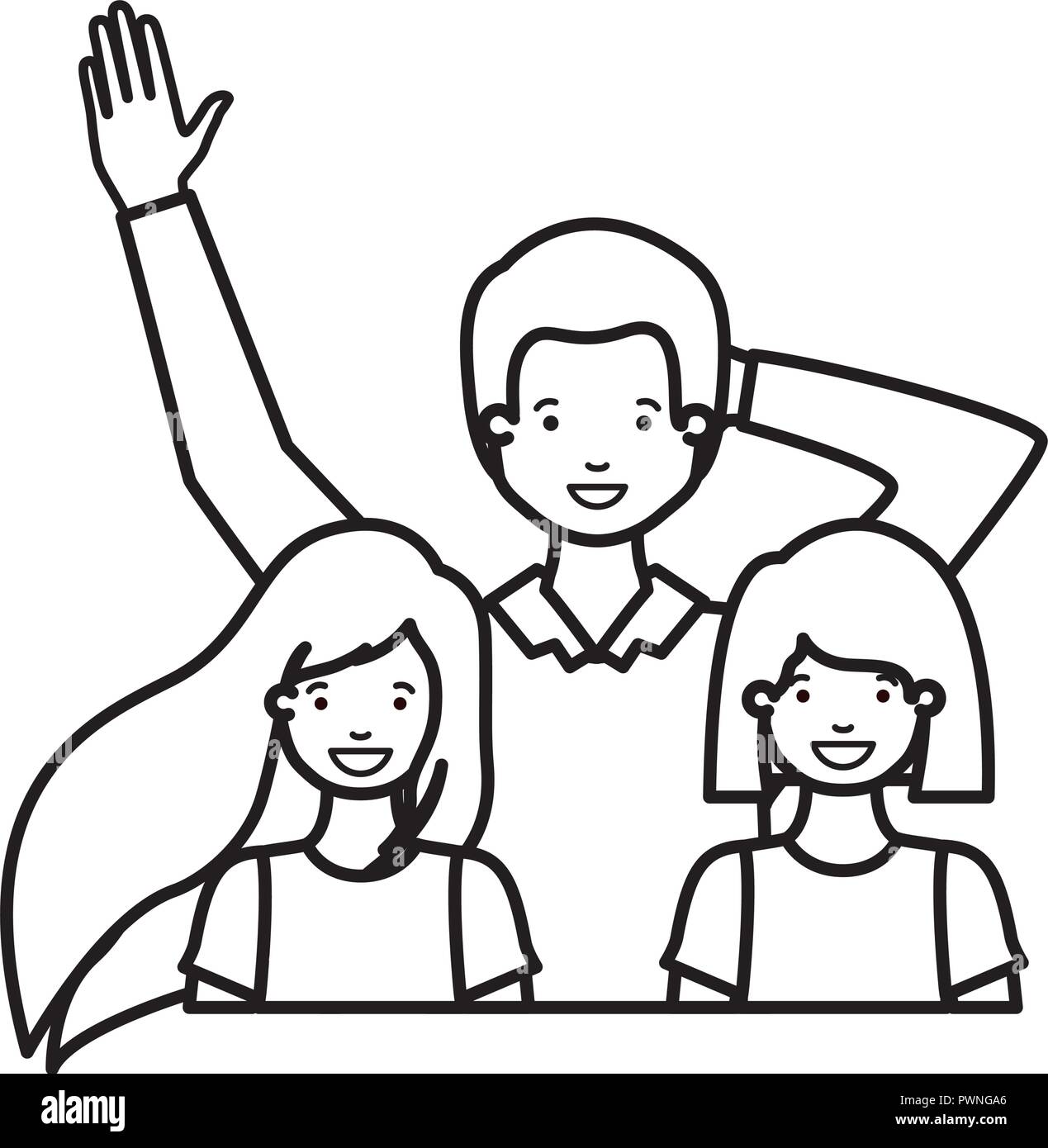 family smiling and waving avatar character Stock Vector Image & Art - Alamy