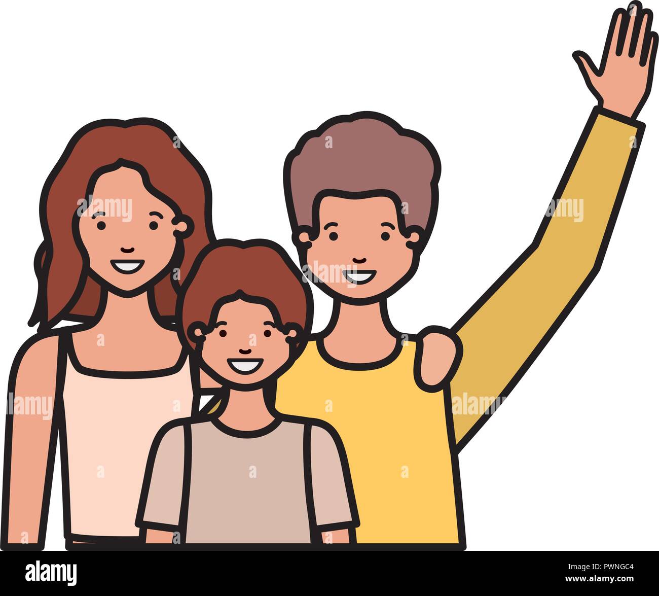 family smiling and waving avatar character Stock Vector Image & Art - Alamy
