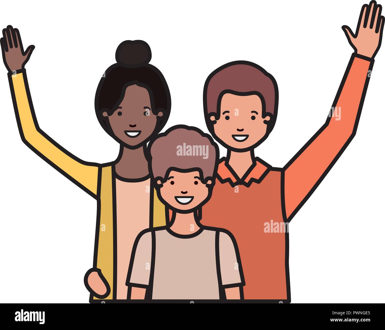 family smiling and waving avatar character Stock Vector Image & Art - Alamy