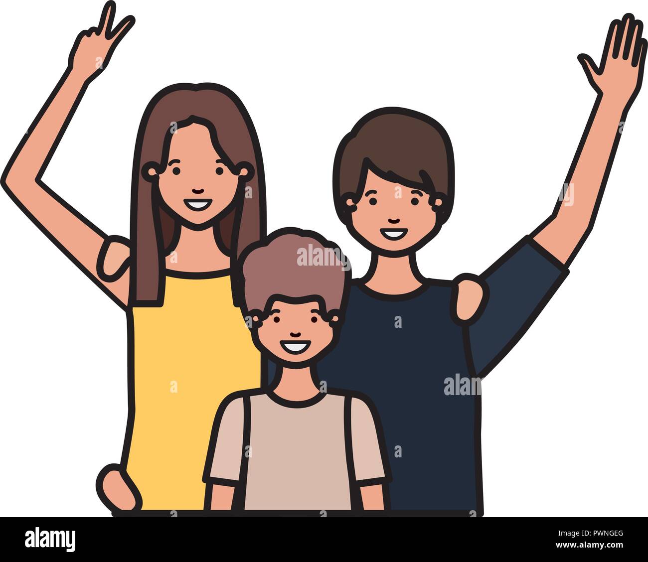 family smiling and waving avatar character Stock Vector Image & Art - Alamy