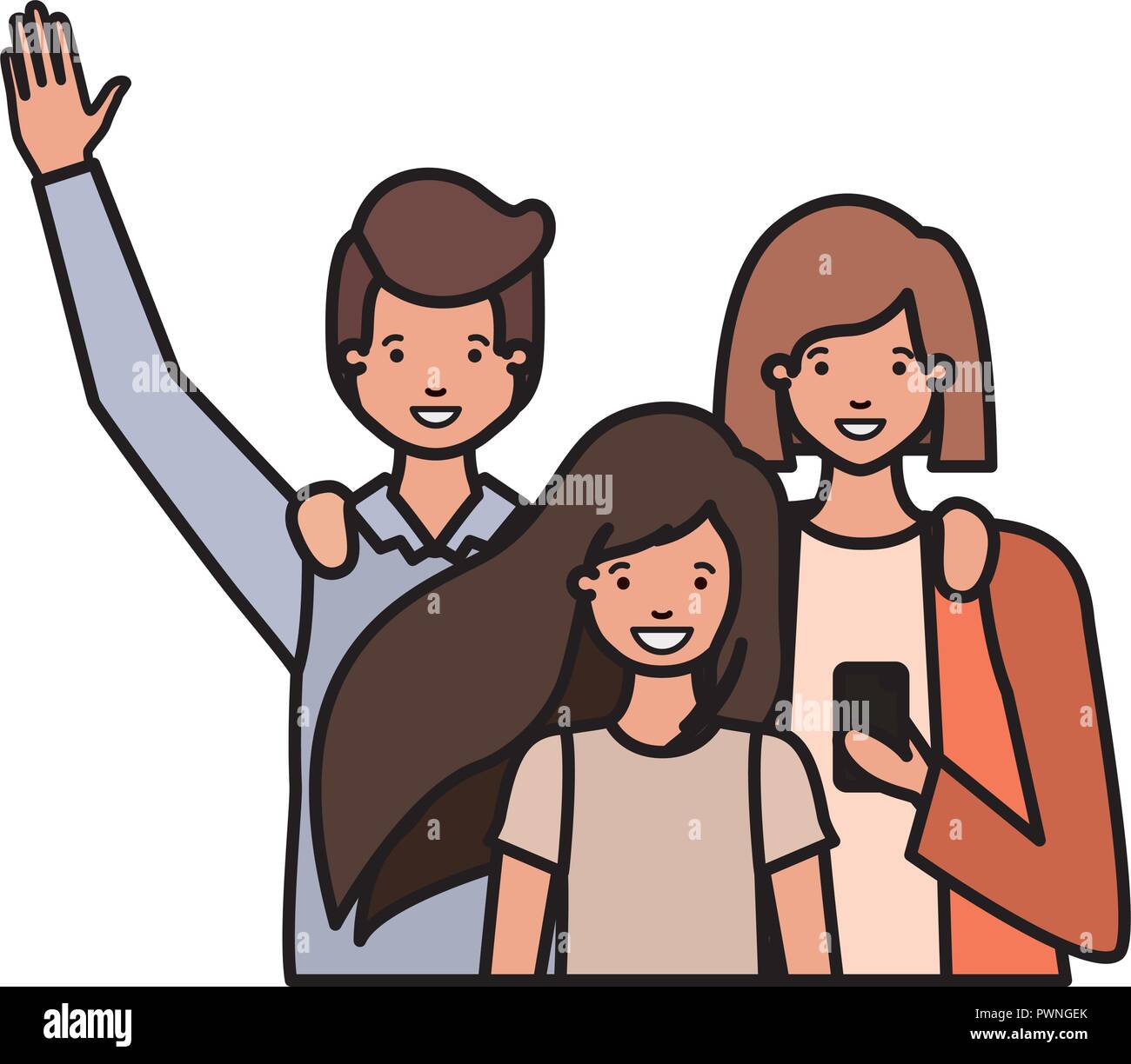 family smiling and waving avatar character Stock Vector Image & Art - Alamy