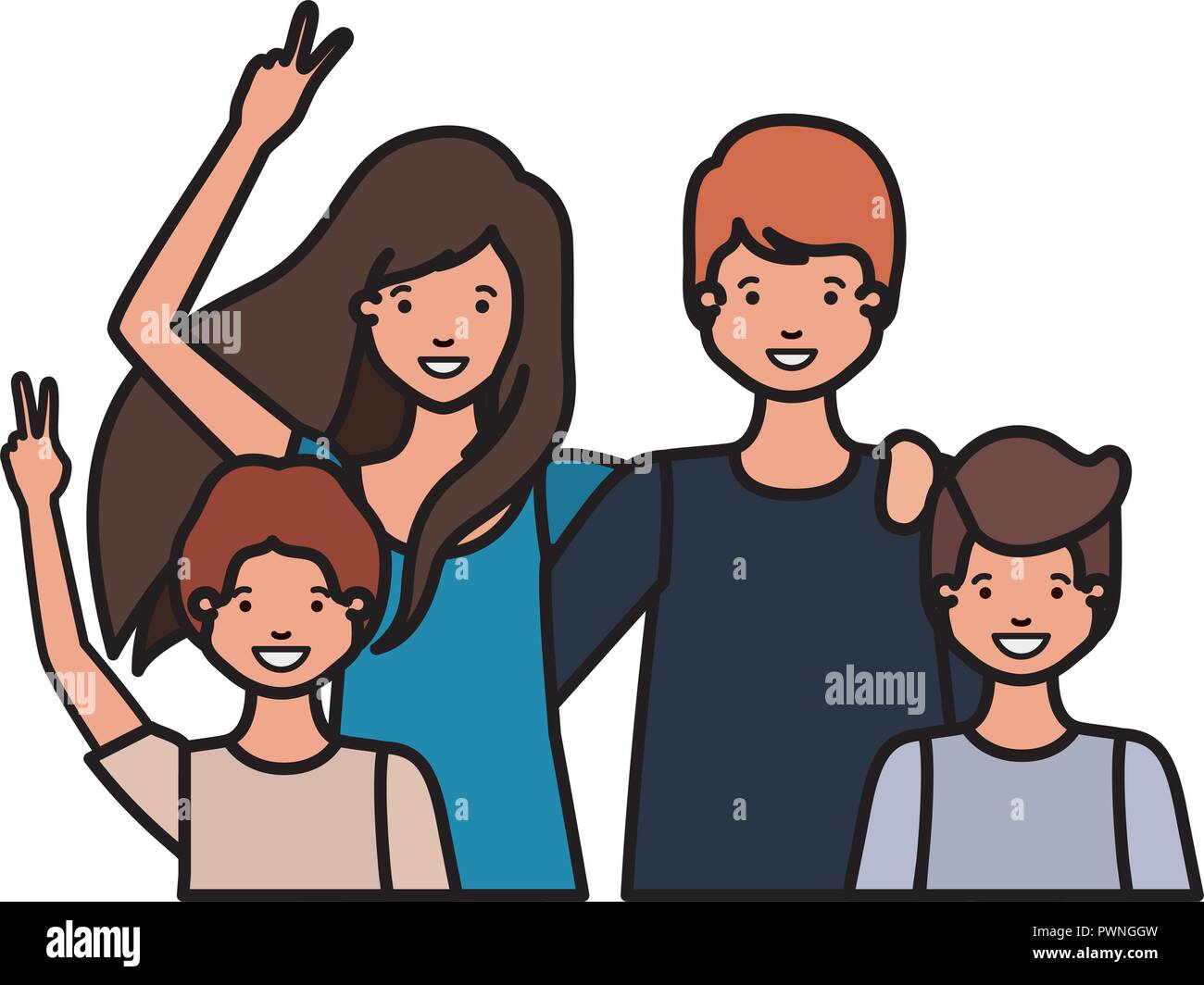 family smiling and waving avatar character Stock Vector Image & Art - Alamy