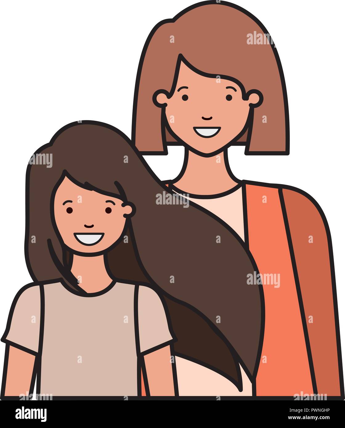 mother and daughter standing avatar character Stock Vector Image & Art ...