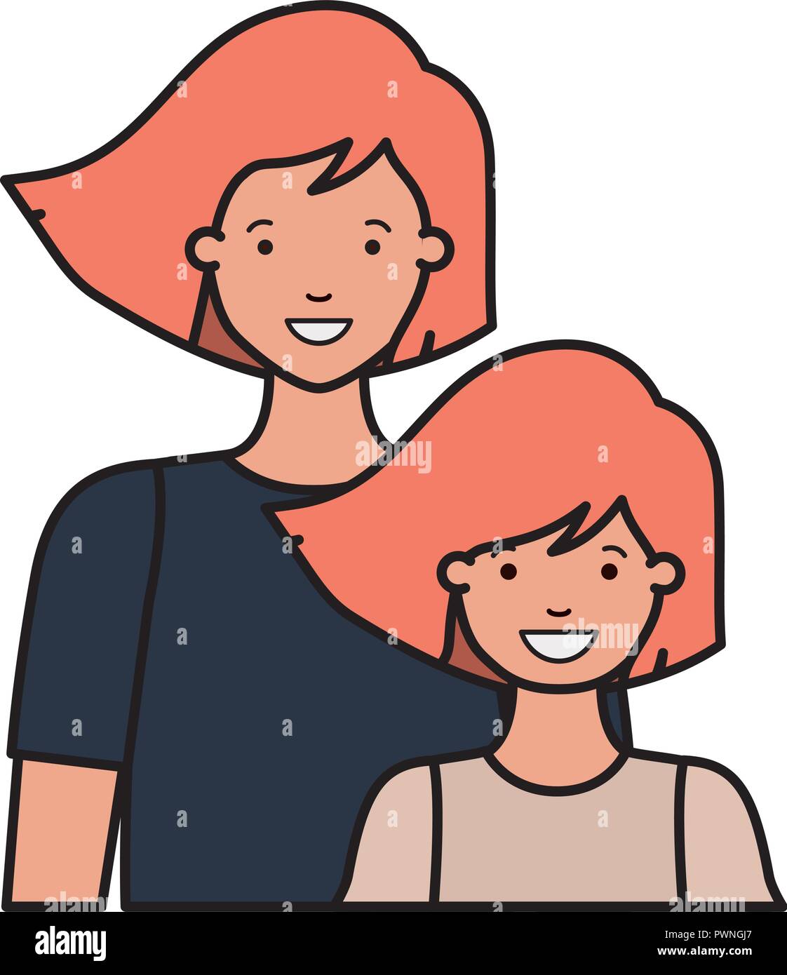 mother and daughter standing avatar character Stock Vector Image & Art ...