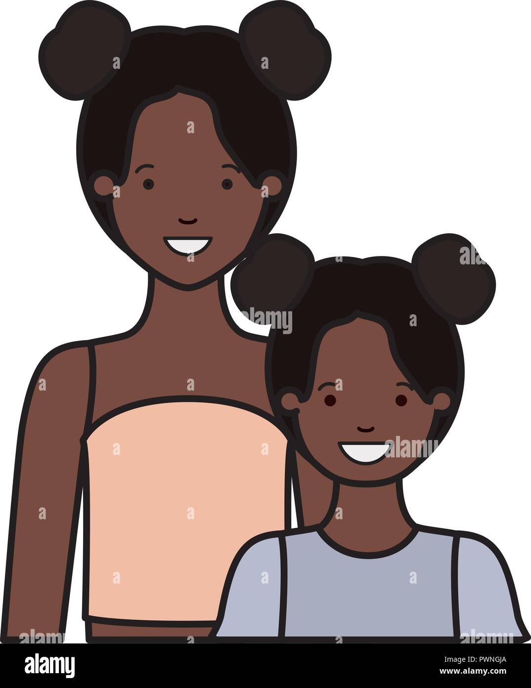mother and daughter standing avatar character Stock Vector Image & Art ...