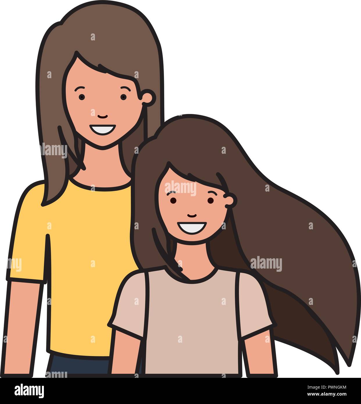 mother and daughter standing avatar character Stock Vector Image & Art ...