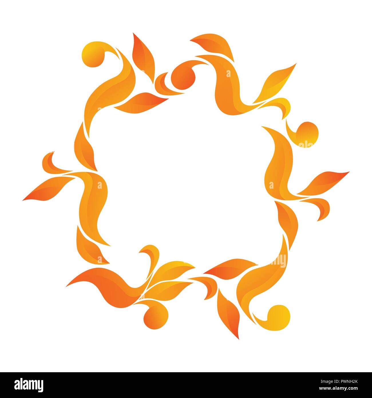 Frame of Fire Flame isolated on white background, Vector Decorative ...