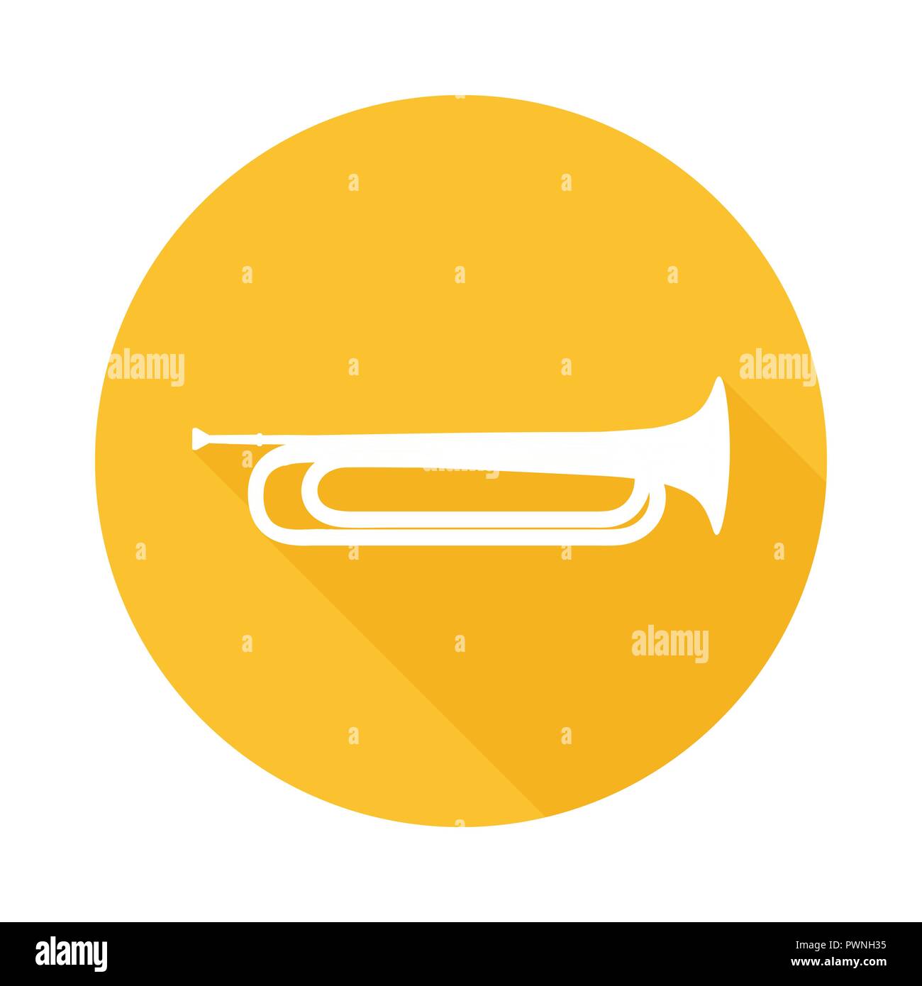 Bugle Hunting Horn - Vector Illustration of Brass Instrument in Orange ...