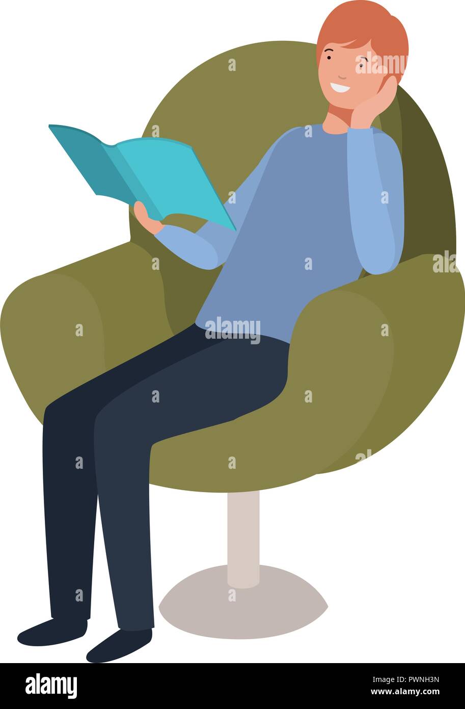 man reading book in the sofa avatar character Stock Vector Image & Art ...