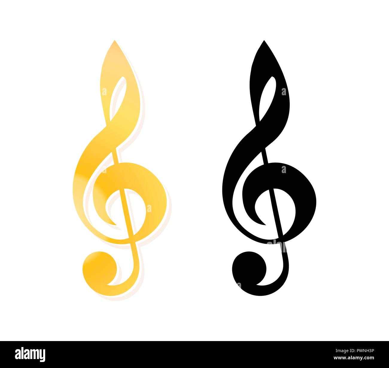 Golden Icon of Music Key, Vector Illustration isolated on white Stock ...