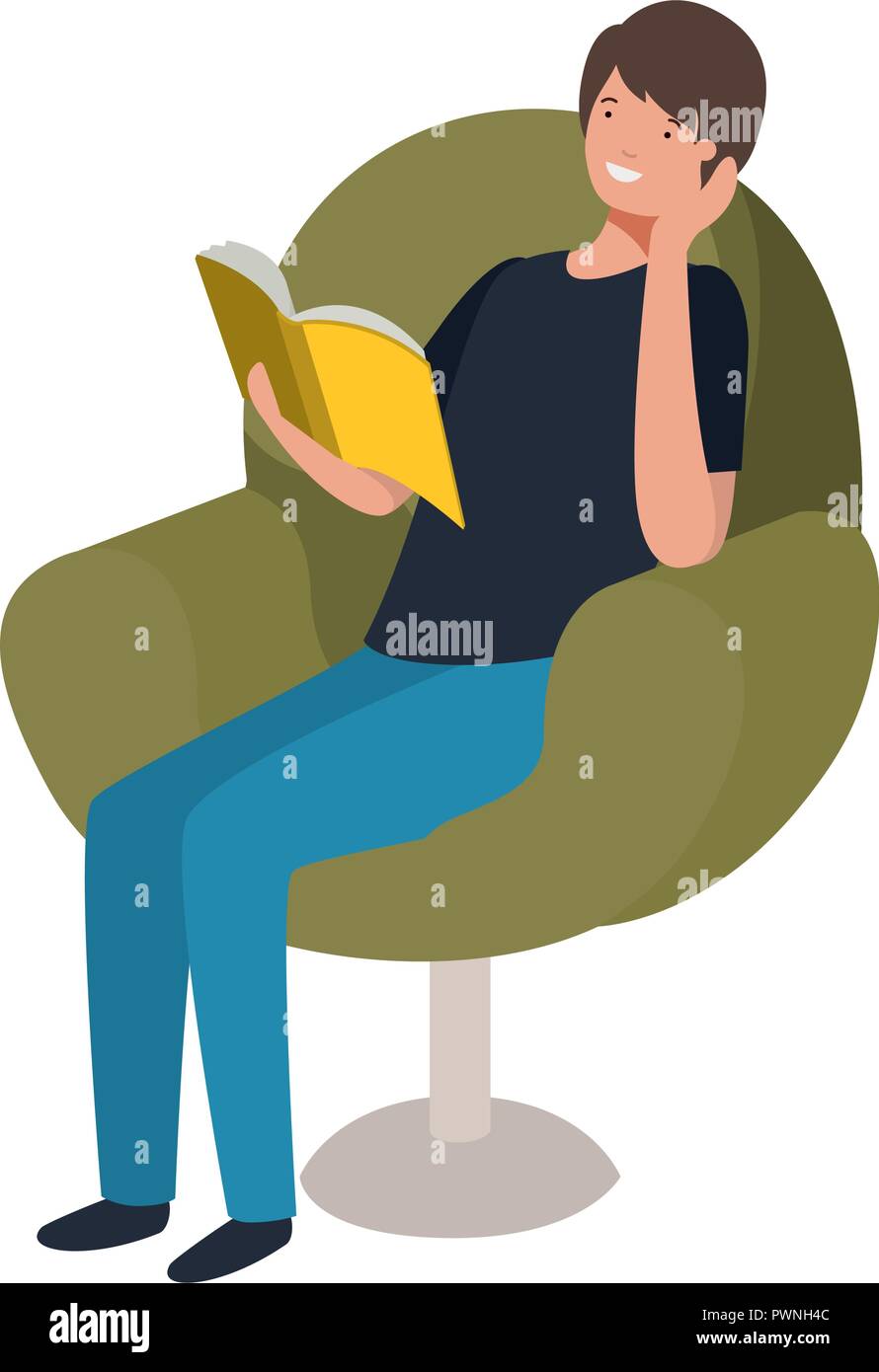 man reading book in the sofa avatar character Stock Vector Image & Art ...