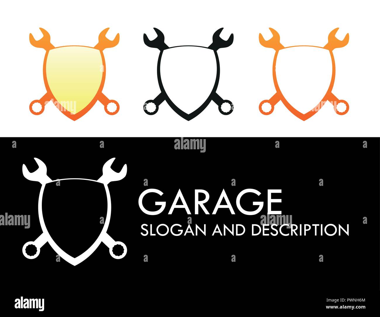 Vintage Mechanic Logo with coat of arms and keys. Vector illustrations ...