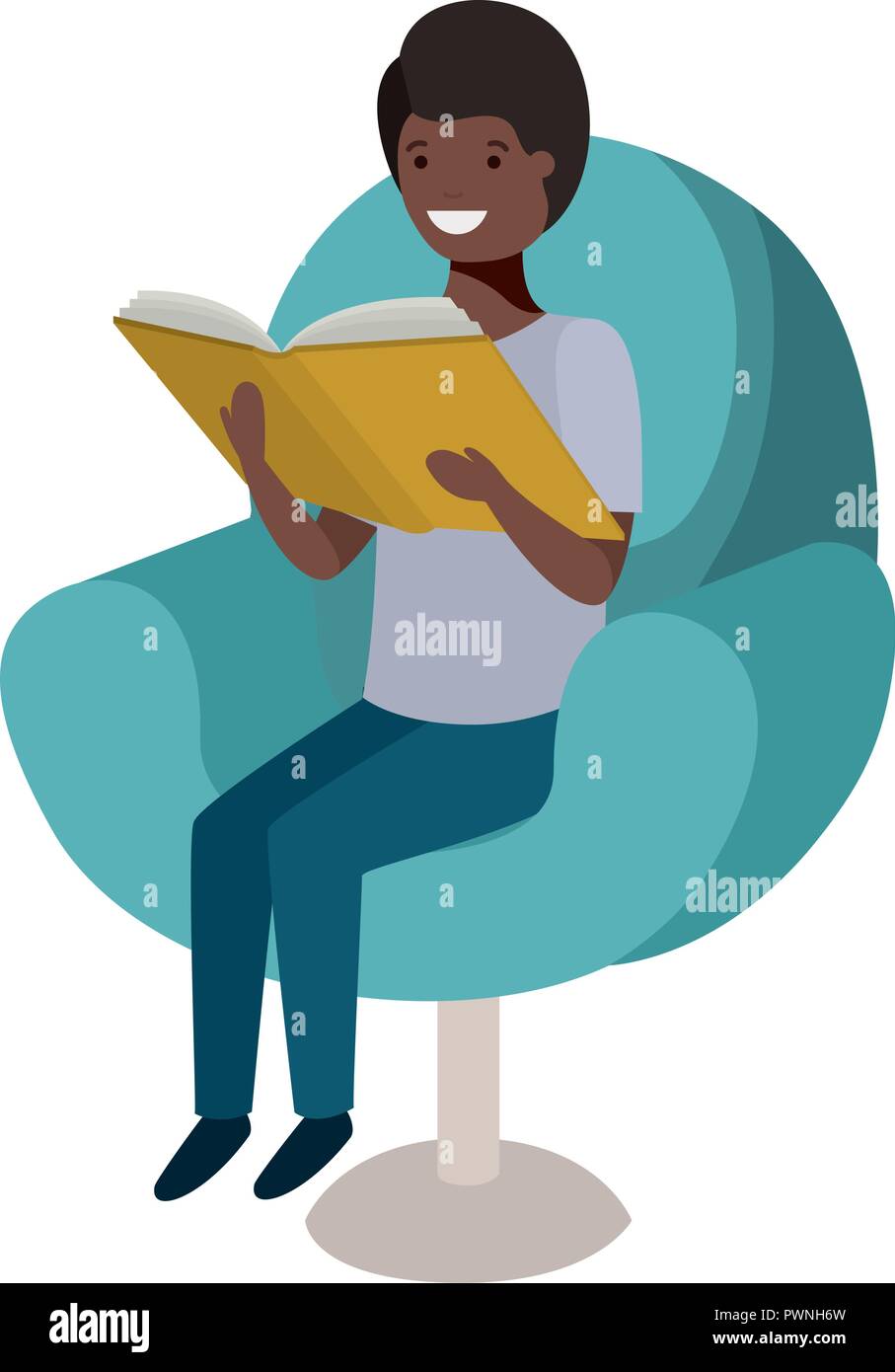 African boy reading book Stock Vector Images - Alamy