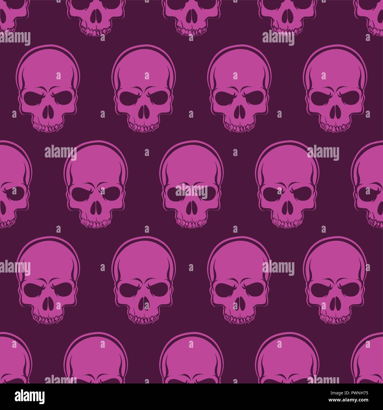 Vector Seamless Looped Pattern with Skulls in magenta Stock Vector ...