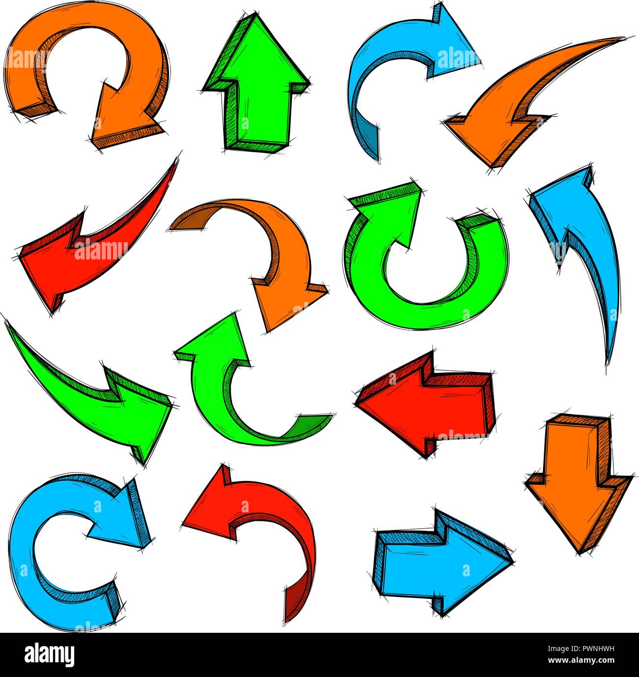 Colored arrows. Hand drawn sketch Stock Vector Image & Art - Alamy