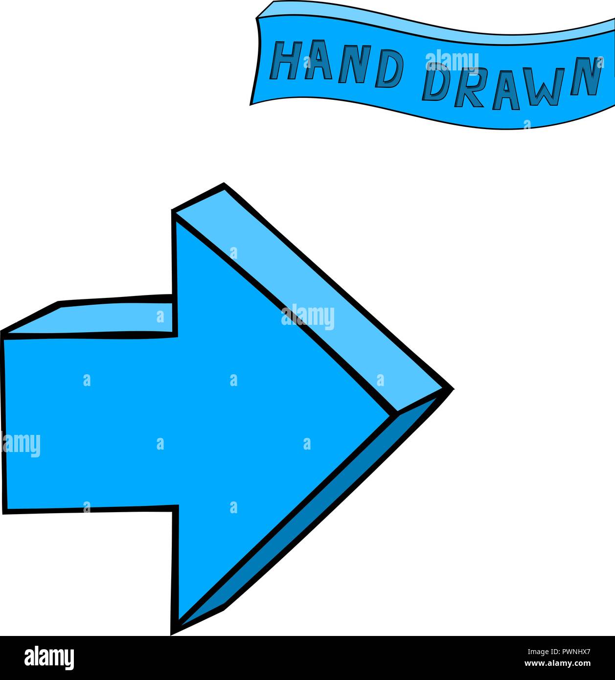 Blue arrow. Next straight sign. Hand drawn sketch Stock Vector Image ...