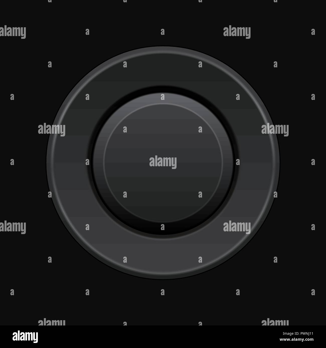 Black round button. 3d push button on black background Stock Vector ...