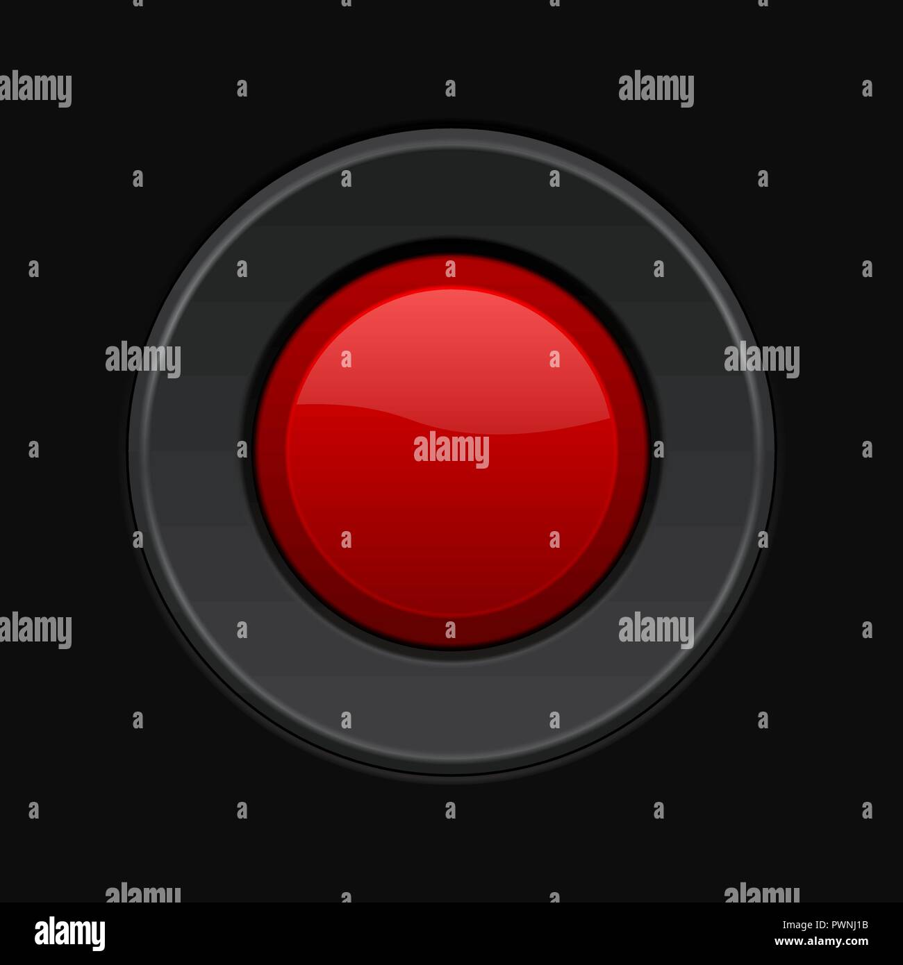 Red round button. 3d push button on black background Stock Vector Image ...